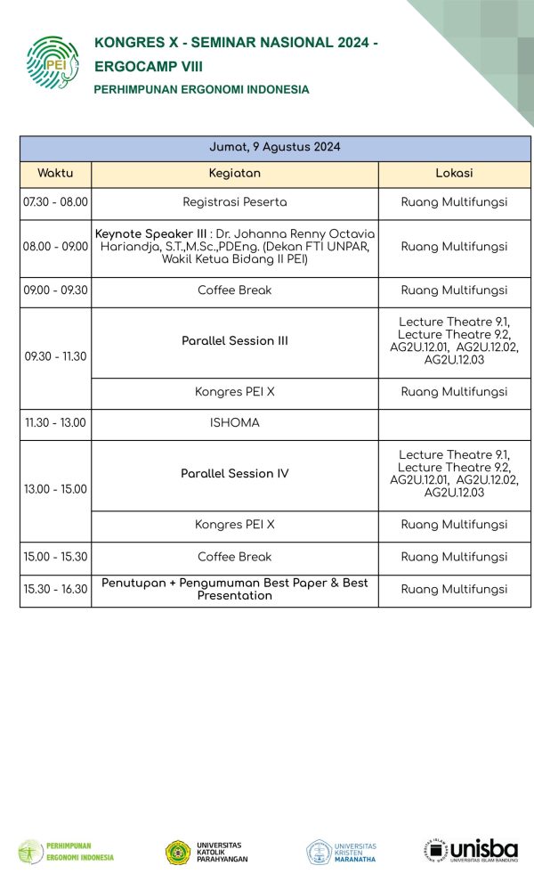 RUNDOWN – Seminar Nasional dan Kongres Perhimpunan Ergonomi Indonesia