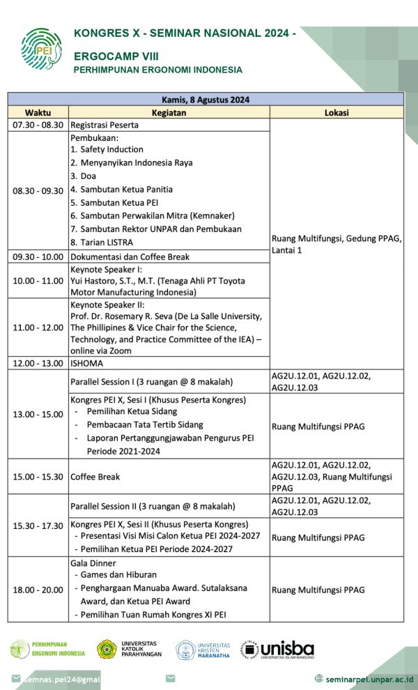 RUNDOWN – Seminar Nasional dan Kongres Perhimpunan Ergonomi Indonesia